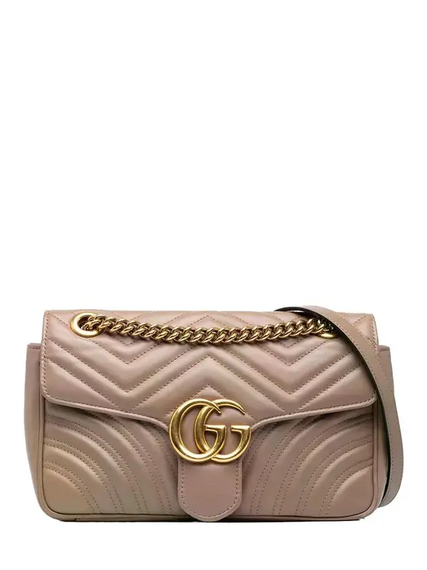 Gucci 2016-2026 Medium Gg Marmont Matelasse Calfskin Shoulder Bag - Brown