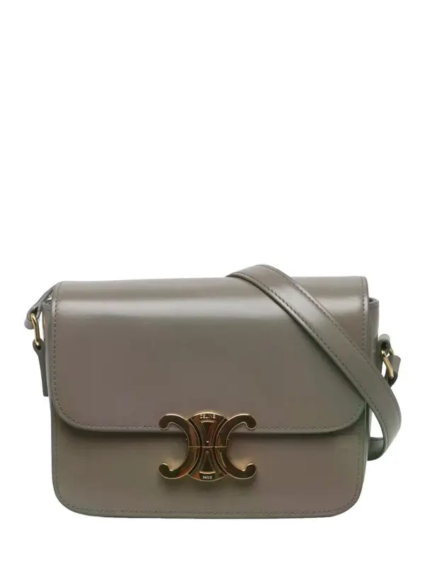 Celine 2024 Teen Shiny Calfskin Triomphe Crossbody Bag - Brown