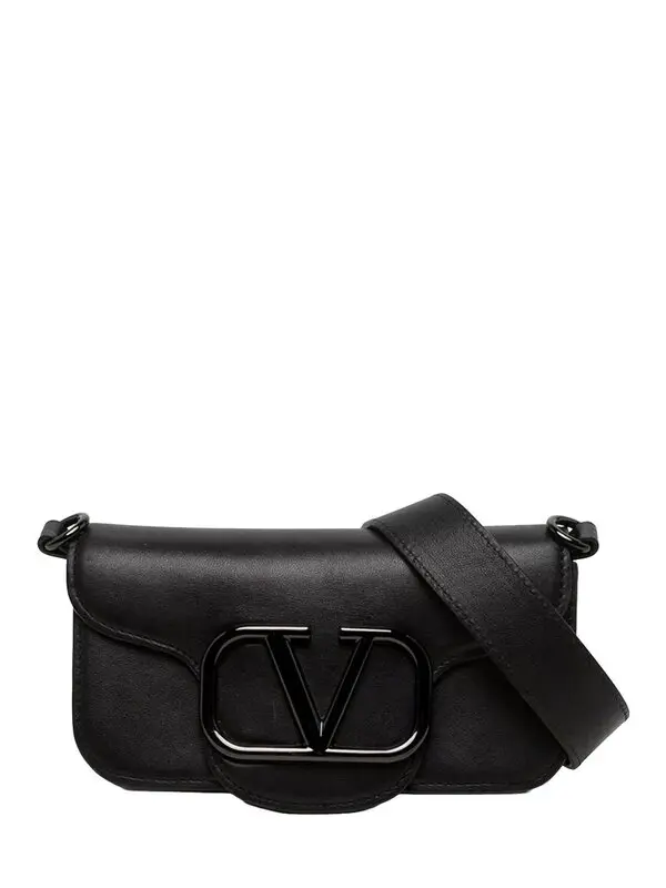 Valentino Garavani 2018-2026 Small Calfskin Vlogo Loco Satchel - Black
