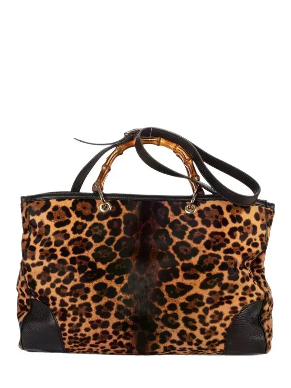 Gucci Bamboo Shopper Leopard-print Handbag - Brown