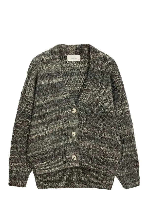 PERALUNA Napoli Alpaca Blend Knit Cardigan In Anthracite Marl - Grey