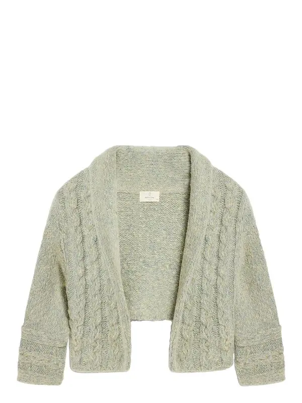 PERALUNA Nice Knit Bolero Cardigan In Ice - Green