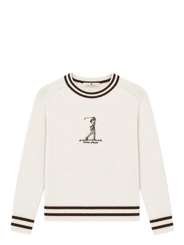 VICTORIA PAULSEN Resa Crew Neck Sweater- Cream - White