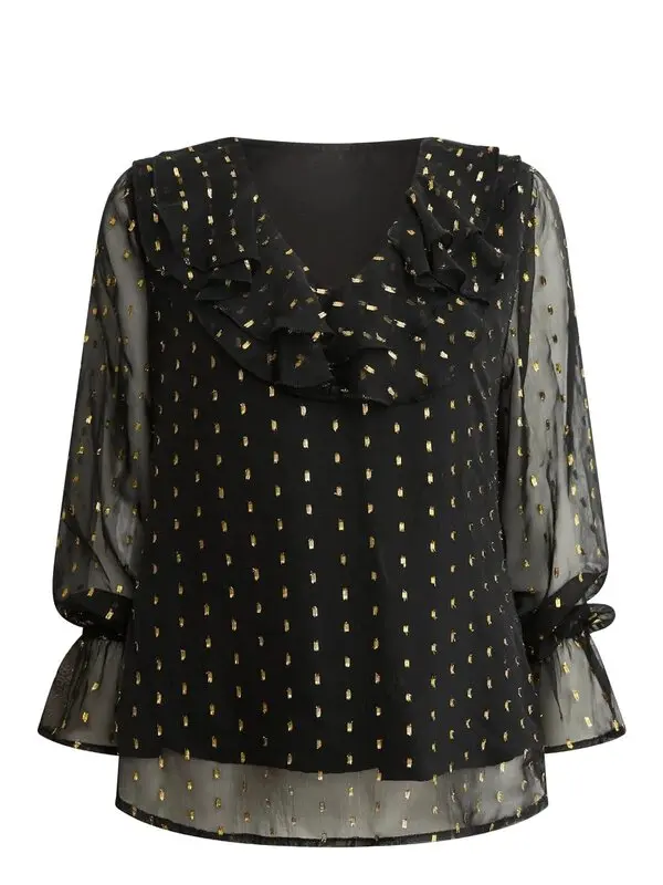 JAMES LAKELAND Metallic Ruffle Blouse - Black