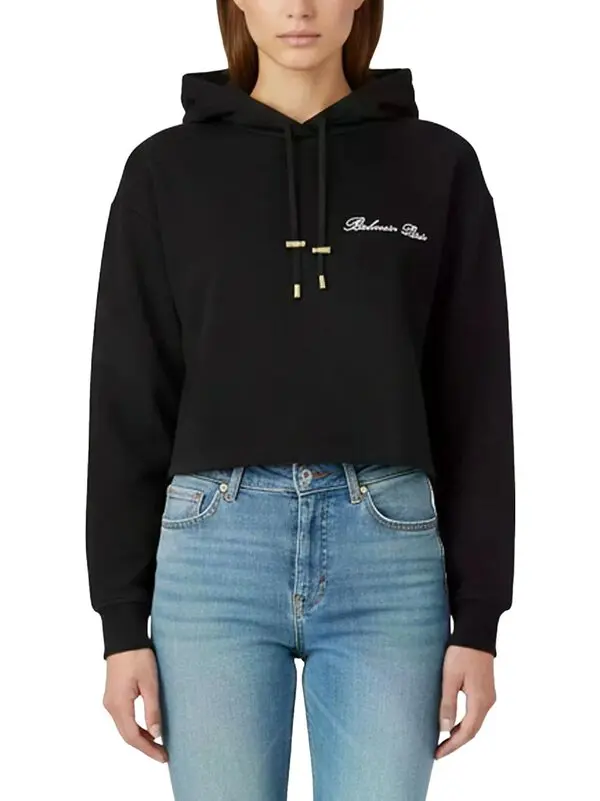 Balmain Cropped Hoodie - Black