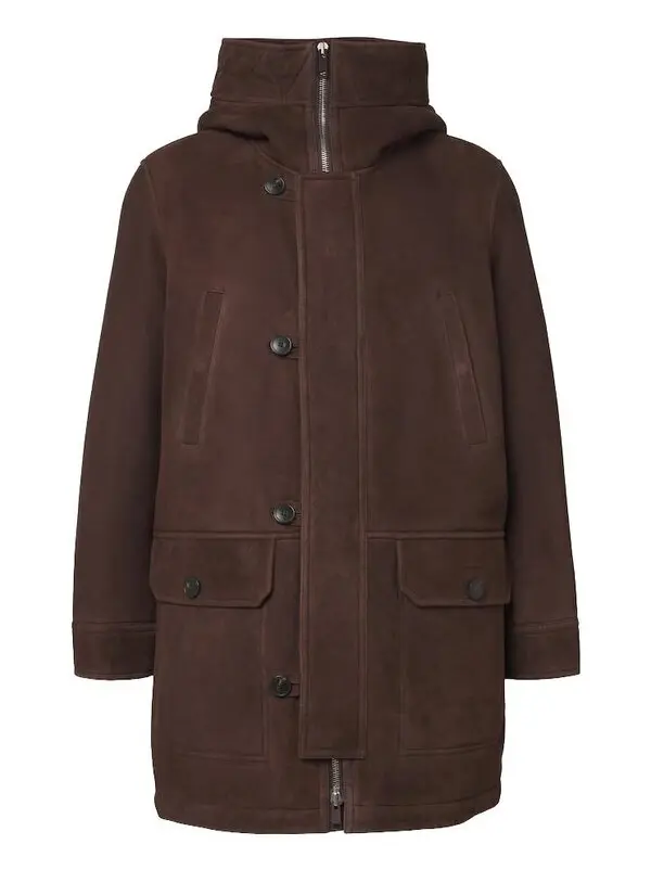YVES SALOMON Shearling-lined Suede Parka - Brown