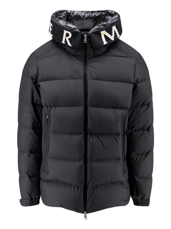 Moncler Orvelle Nylon Down Jacket With Rubberized Logo Detail - Black