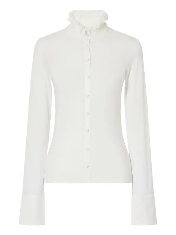 Acne Studios Etilda Ruffled Stretch-jersey Blouse - White