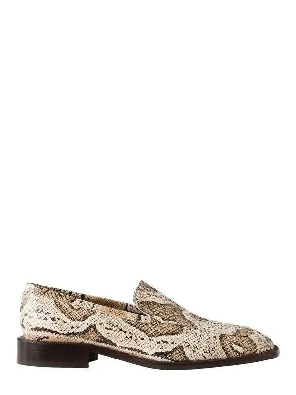 Acne Studios Logo-detailed Snake-effect Leather Loafers - Neutrals