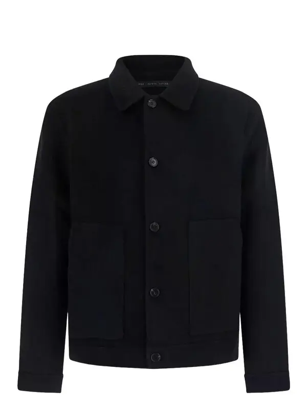 LOW BRAND Button-up Wool Shirt Jacket - Black
