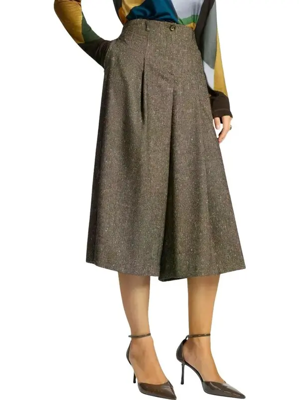 ELENA MIRÒ Pleated Tweed-effect Trousers - Brown