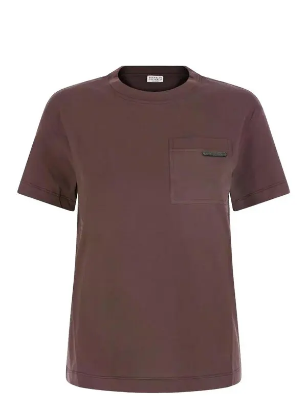 Brunello Cucinelli Monili-embellished Pocket T-shirt - Brown