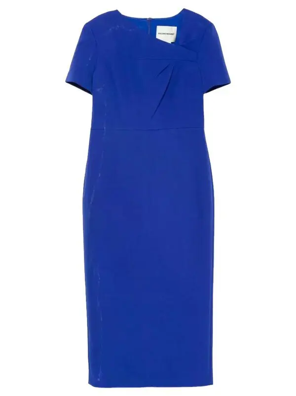 Roland Mouret Asymmetric Pleated Midi Dress - Blue