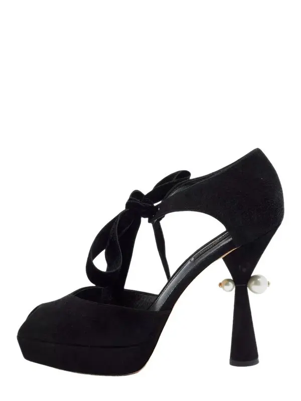 LOUIS VUITTON Suede Peep-toe Ankle-wrap Pumps - Black