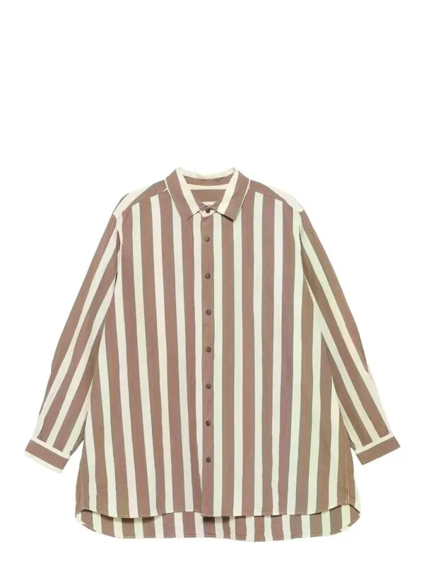 CASEY CASEY Striped Cotton Shirt - Brown