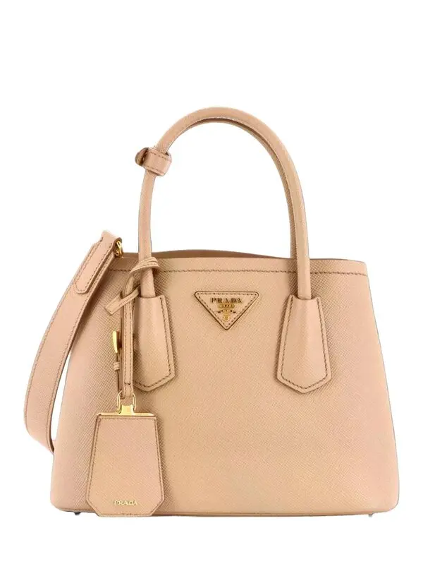 Prada Cuir Double Saffiano Leather Mini Tote Bag - Neutrals
