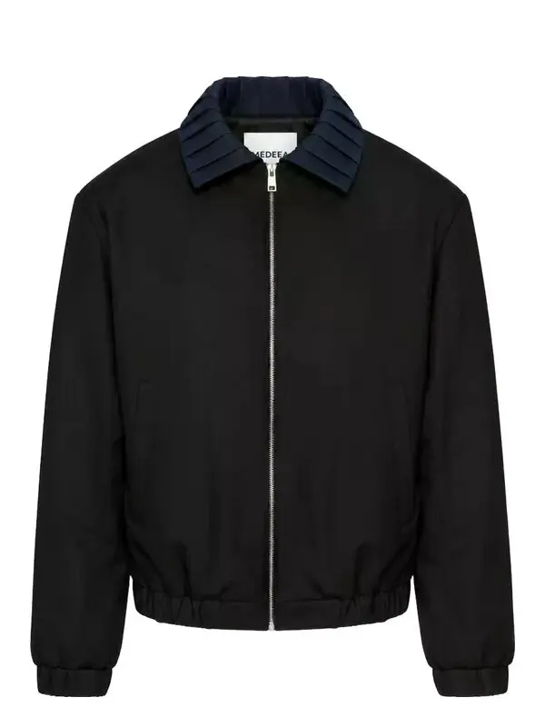 MEDEEA Pleated-collar Bomber Jacket - Black