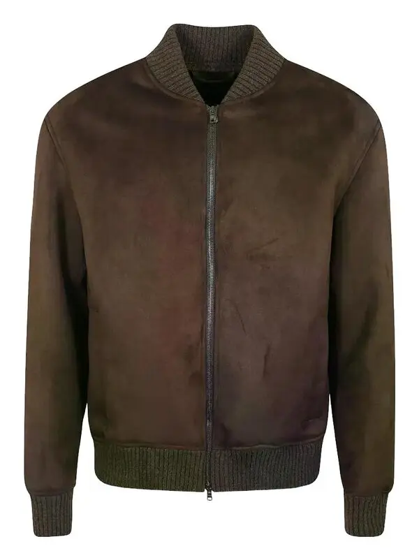 Herno Ribbed-trim Bomber Jacket - Brown
