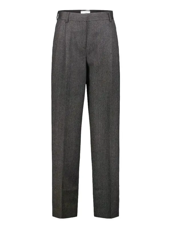 TOTEME Herringbone Double-pleat Trousers Melange - Grey