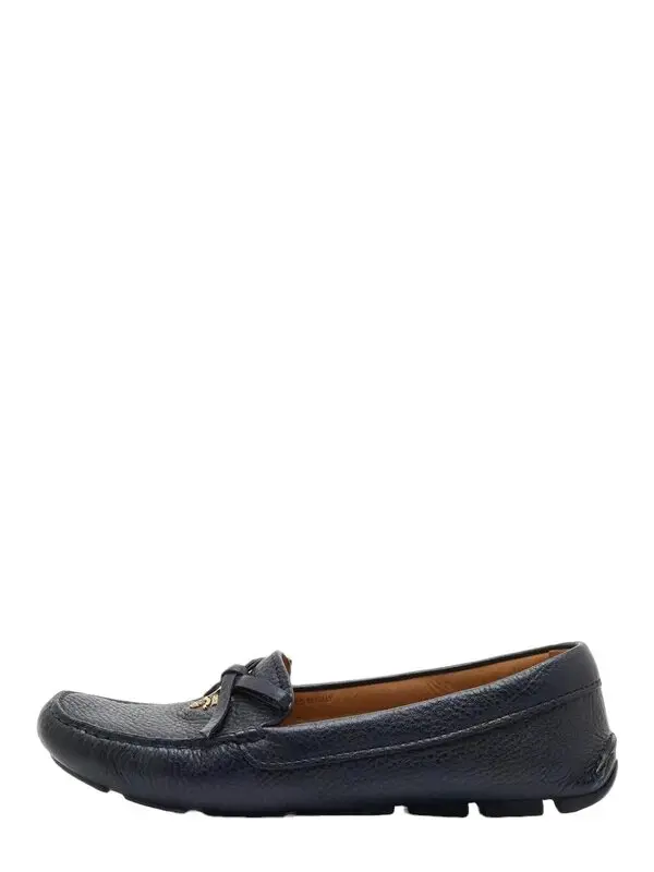 Prada Vitello Daino Bow Loafers - Blue