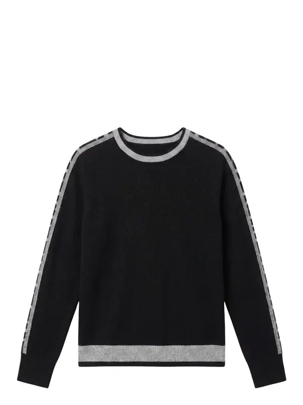 BRODIE CASHMERE Cathy Sleeve Stripe Crew - Black