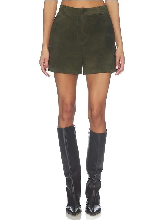 AEXAE Lamb Leather Suede Short - Olive