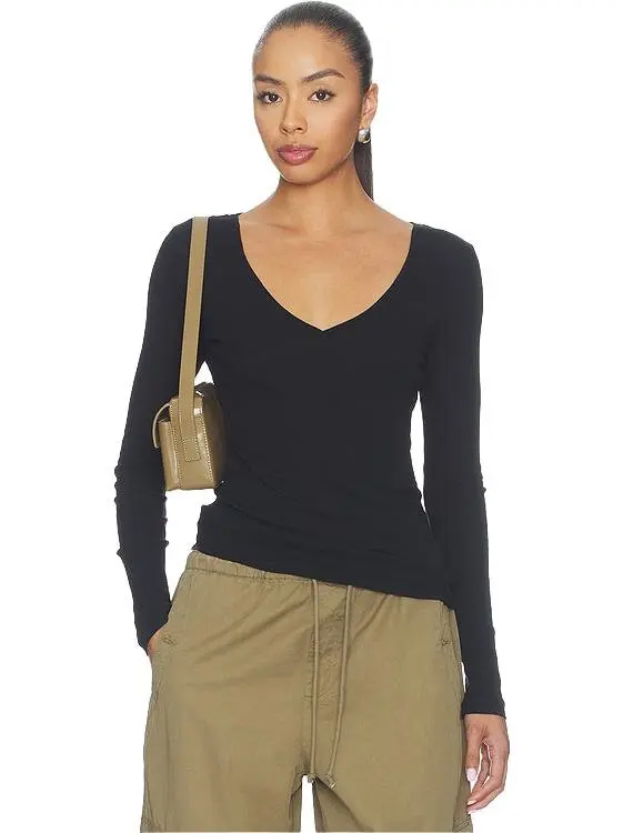 GRLFRND X Sophia Kelly Sheer V-neck Tee - Black