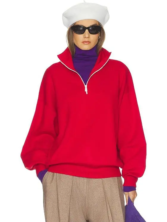 HELSA Zionn Classic Knit Half Zip - Red