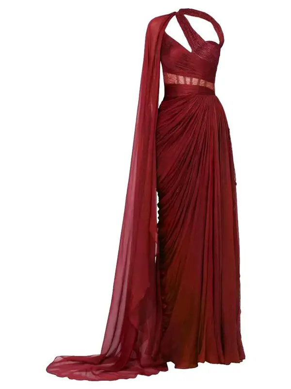 IRIS SERBAN Mara Draped Maxi Dress - Red