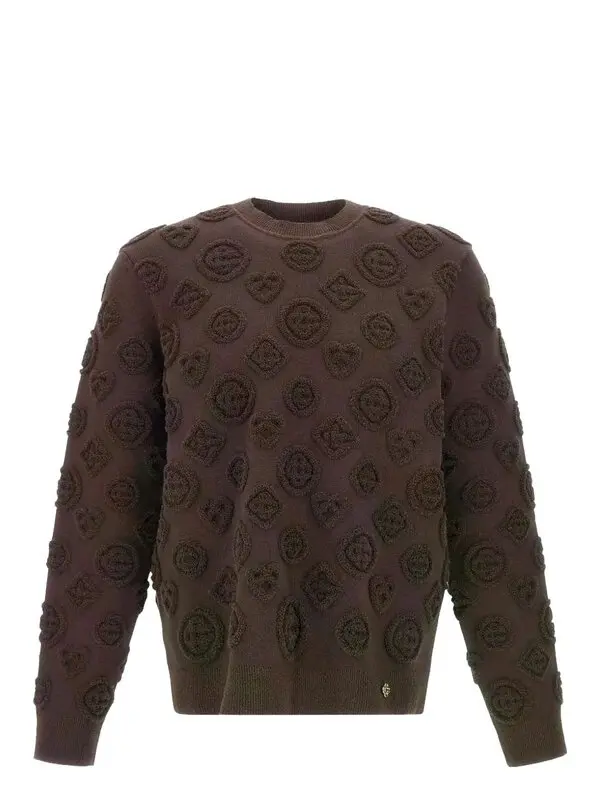 Casablanca Monogram-texture Sweater - Brown