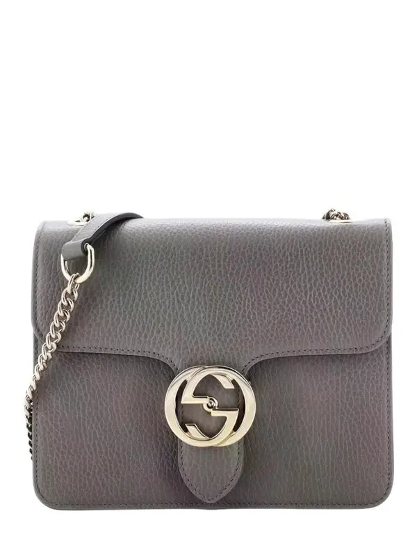 Gucci Interlocking Leather Small Shoulder Bag - Grey