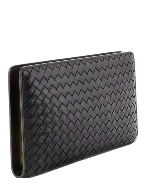 Bottega Veneta Agenda Frame Intrecciato Leather Clutch Bag - Brown