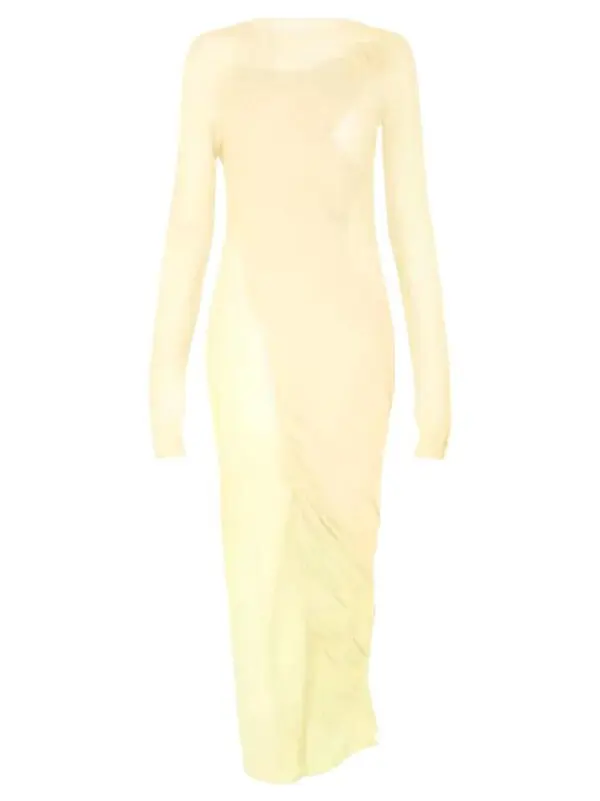 Issey Miyake Hug Draped Knit Maxi Dress - Neutrals