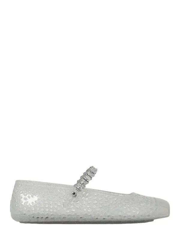 JIMMY CHOO The Jelly Mary Jane Flats In Perforated Pvc With Crystals - Silver