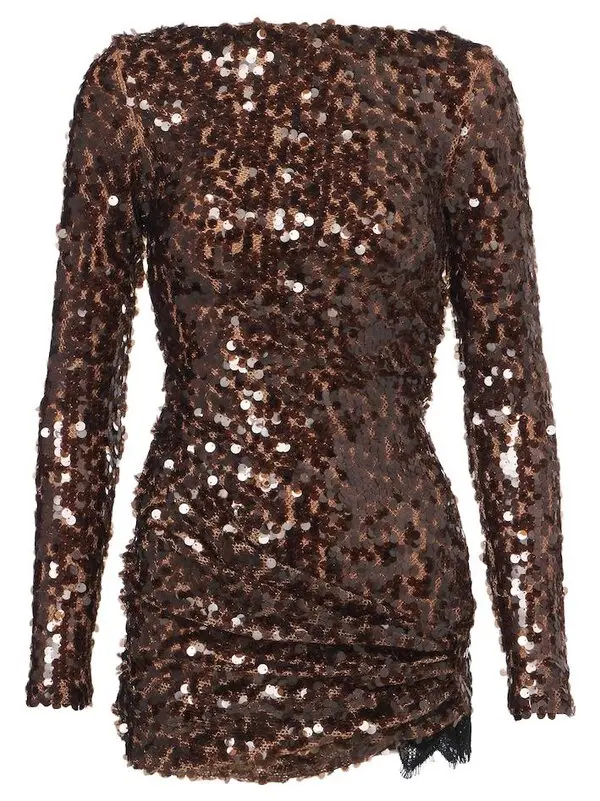 Christopher Esber Opaline Sequined Open-back Minidress - Brown