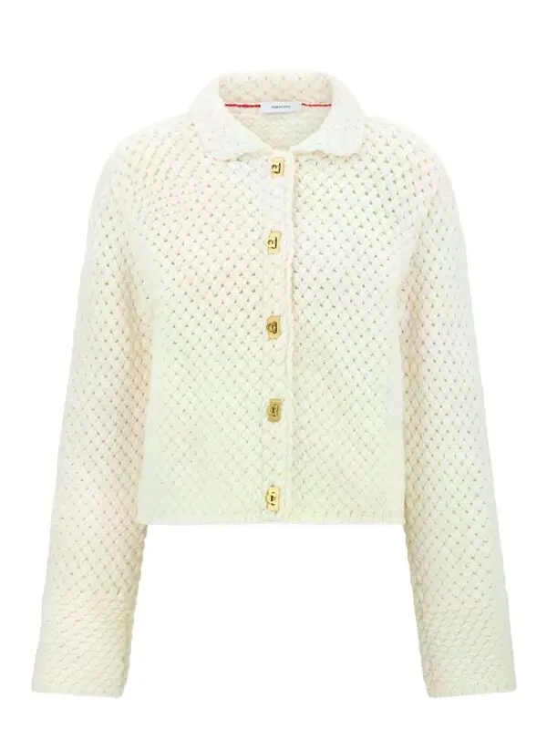 FERRAGAMO Knitted Boxy Cardigan - Neutrals