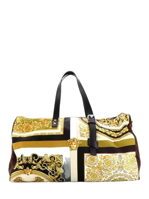 Versace Bondage Duffle Bag Barocco Print Nylon Large Travel Bag - Multicolour