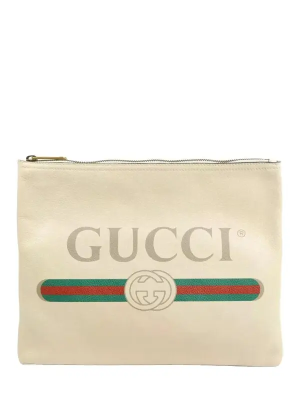 Gucci Logo-print Interlocking G Clutch Bag - Neutrals