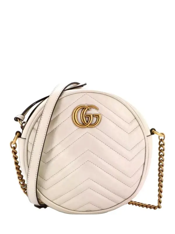 Gucci Gg Marmont Round Shoulder Bag Matelasse Leather Mini Crossbody Bag - Neutrals
