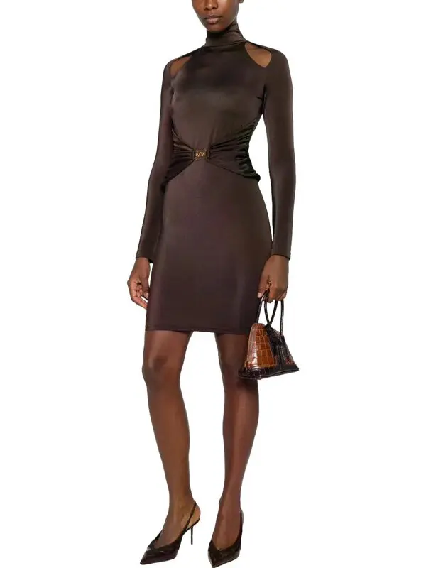 MAZZEI Cut-out Logo-plaque Mini Dress - Brown