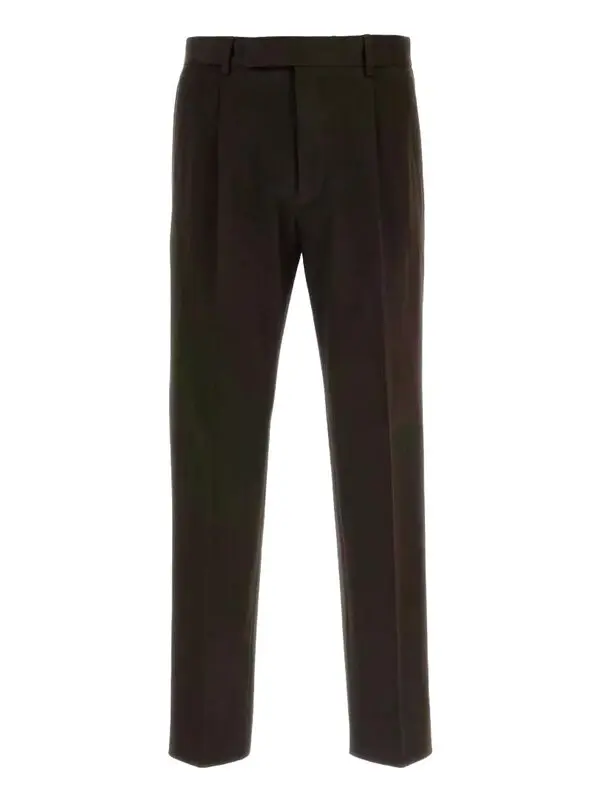 Zegna Pleated Straight-leg Trousers - Brown
