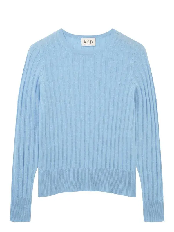 LOOP CASHMERE Cashmere Wide Rib Sweater In Cerulean - Blue