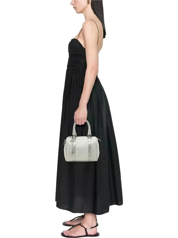 Fendi 2000-2010 Small Zucchino Metallic Canvas Forever Bauletto Boston Bag - Silver