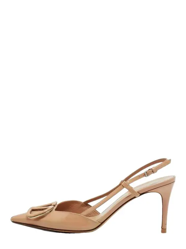 Valentino Garavani Vlogo Pointed Toe Slingback Pumps - Neutrals