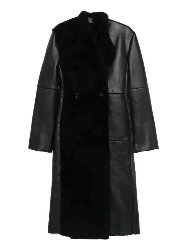 LITKOVSKA Shearling-trim Leather Coat - Black