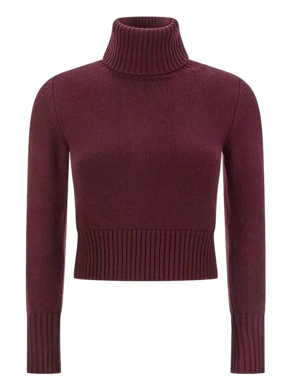 Alpha Studio Roll-neck Cropped Sweater - Red