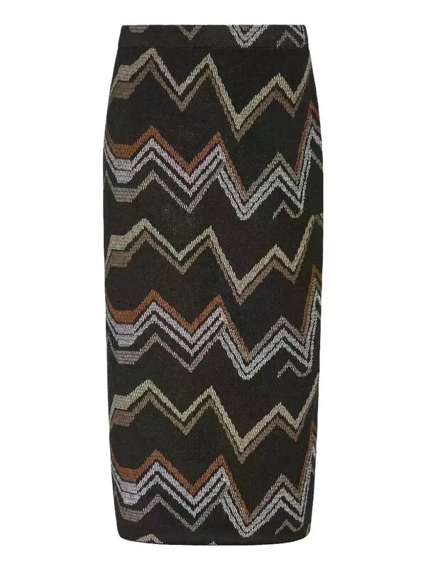 MARIE OLIVER Lizette Chevron-knit Midi Skirt - Black
