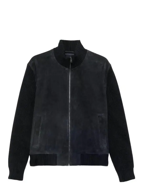 BOSS Suede Panelled Jacket - Blue