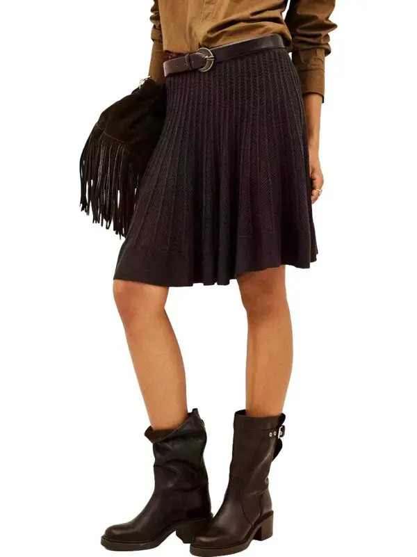 Ba&sh Penelope Pointelle-knit Mini Skirt - Brown