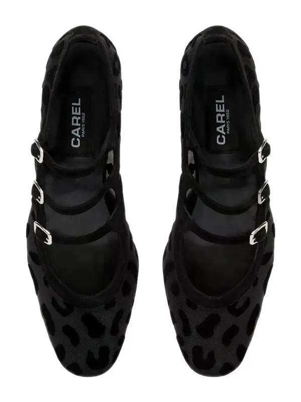 CAREL Ariana Jaguar-pattern Mesh Ballet Flats - Black